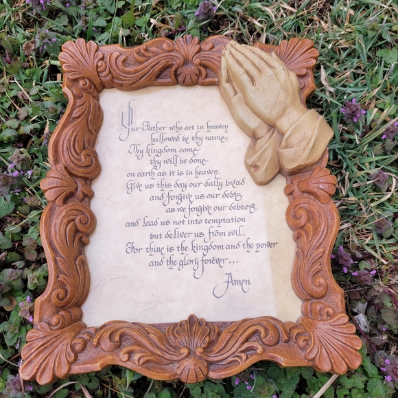 Vintage | Art | Vintage Resin Lords Prayer 3d Praying Hands Frame ...